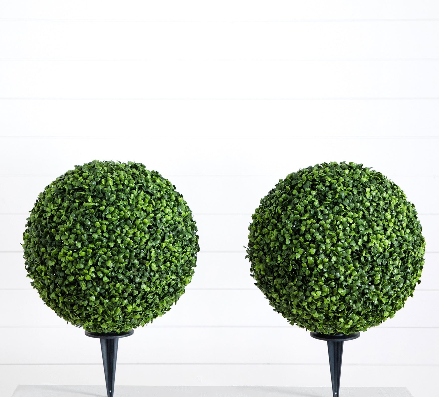 14” Artificial Boxwood Ball Topiary with Integrated Ground Stake UV ...