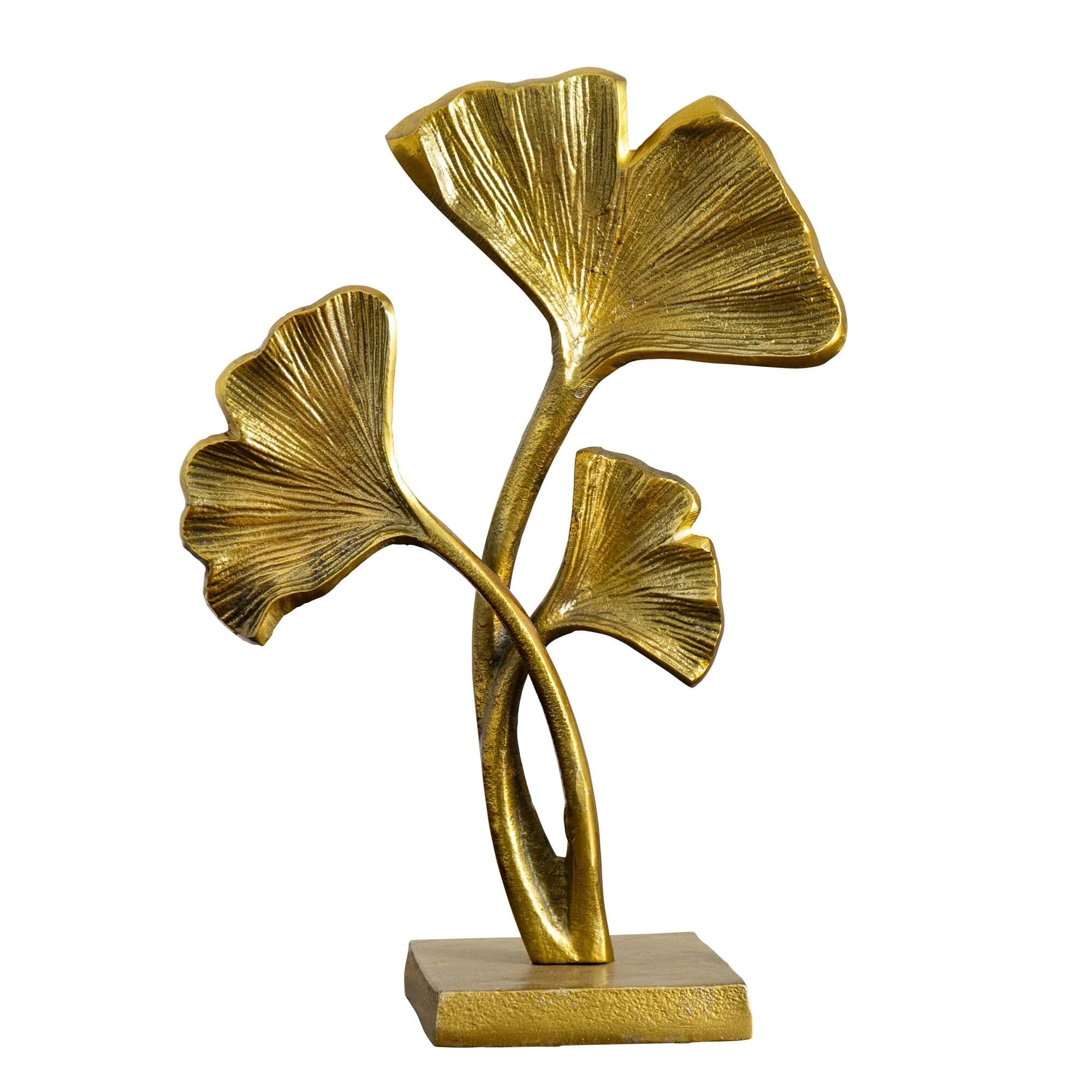 15" Gold Leaf Statue Decorative Accent | Nearly Natural