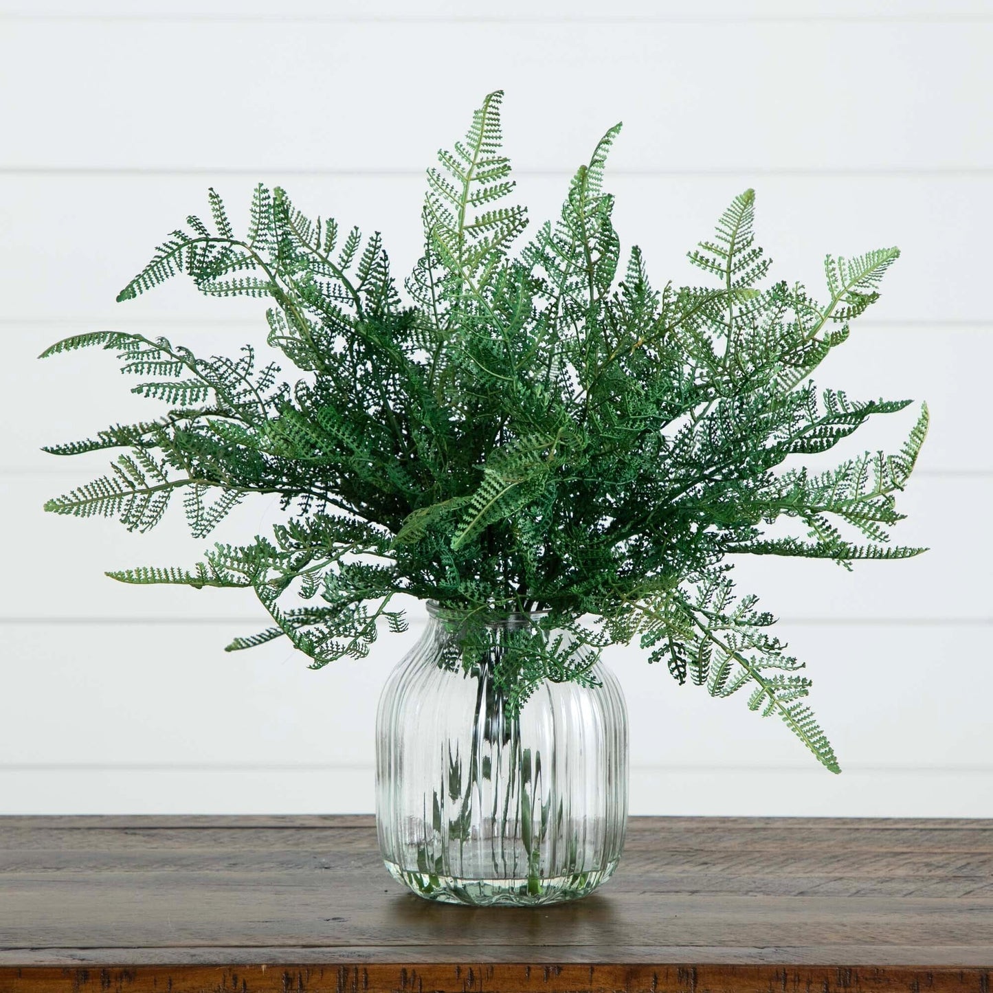 17” Artificial Forest Fern Arrangement in Glass Vase | Nearly Natural