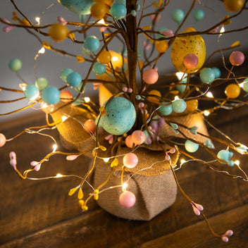 18" Pre-Lit Artificial Easter Egg Twig Tree with 30 LED Lights in Burl ...