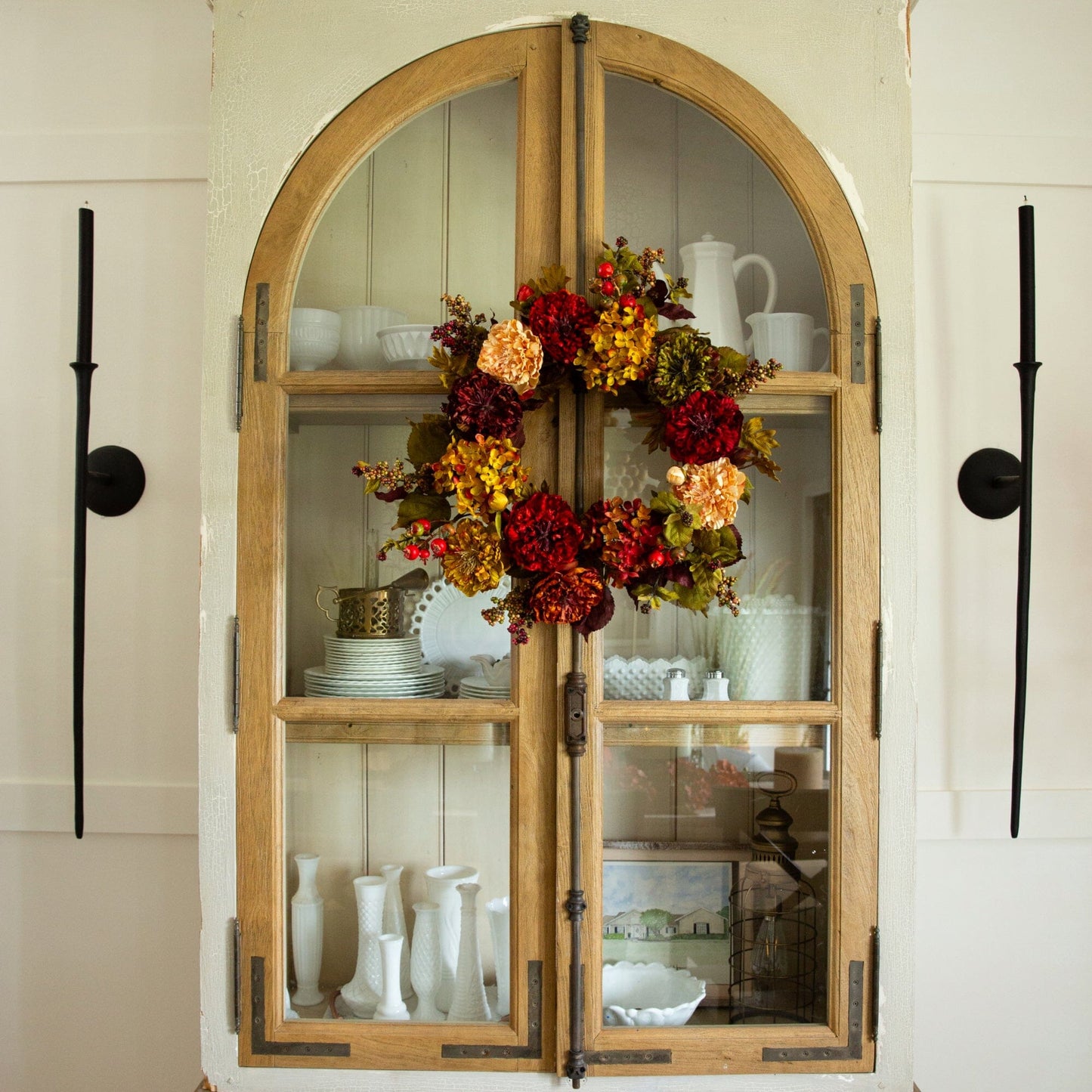 22" Autumn Hydrangea Peony Wreath | Nearly Natural"