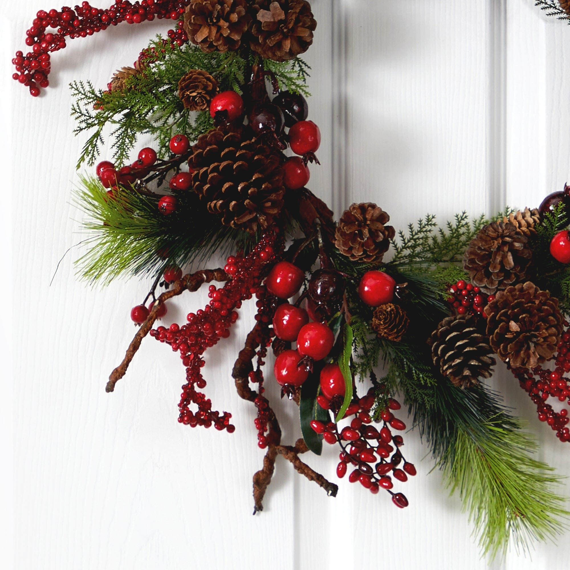 24” Assorted Berry Wreath | Nearly Natural