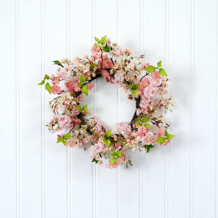 24" Cherry Blossom Wreath | Nearly Natural"