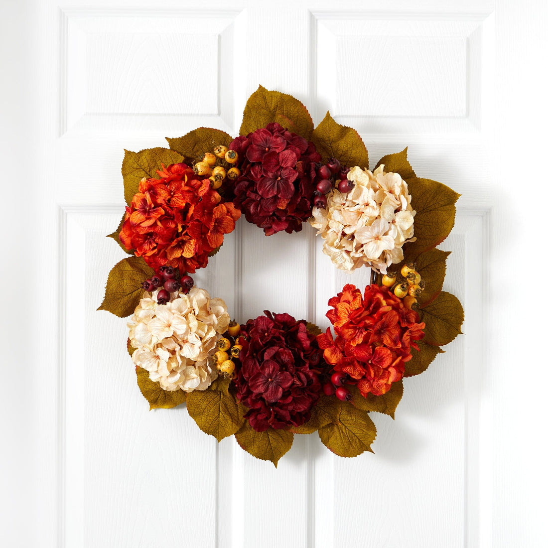 24” Fall Hydrangea Wreath | Nearly Natural
