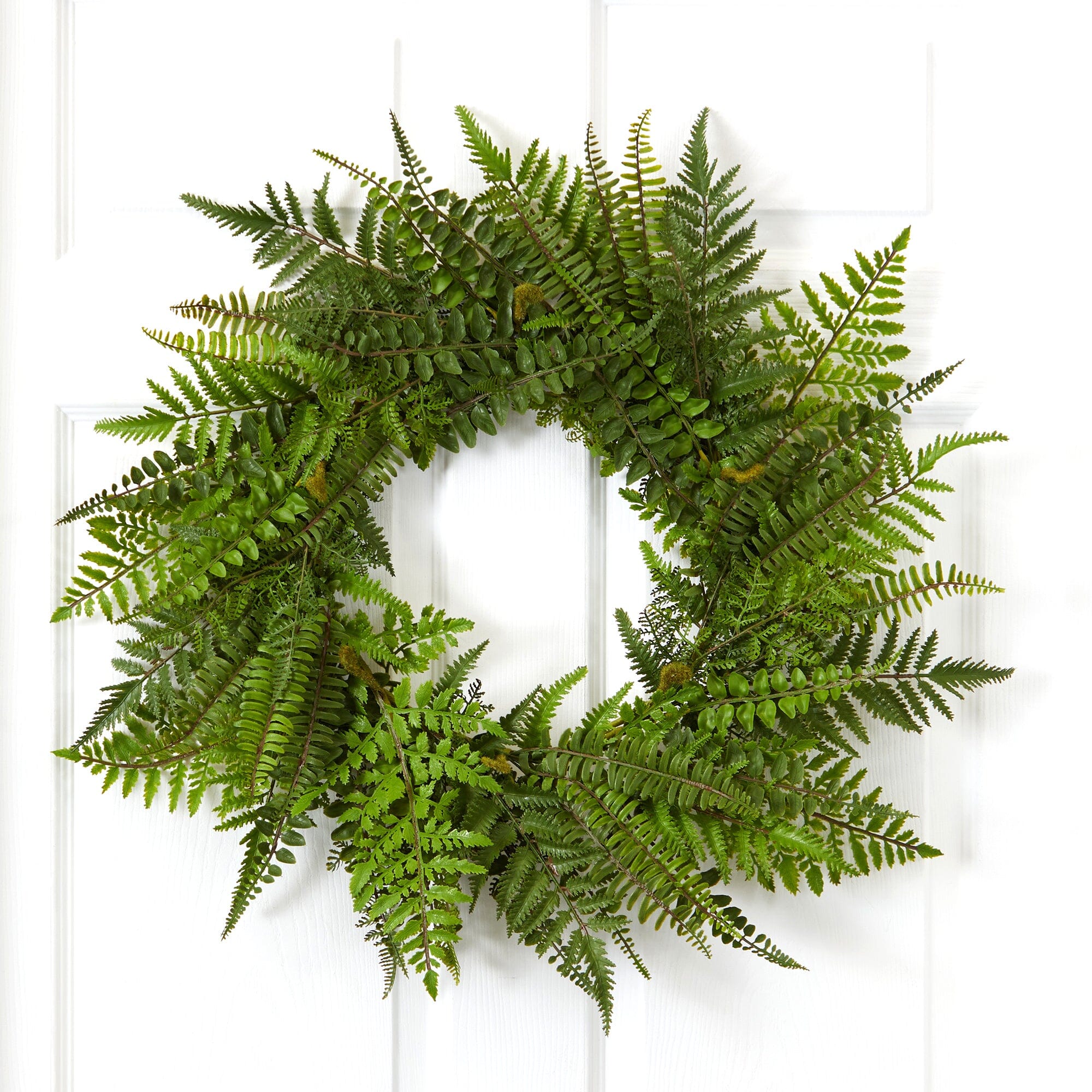 24” Mixed Fern Wreath | Nearly Natural