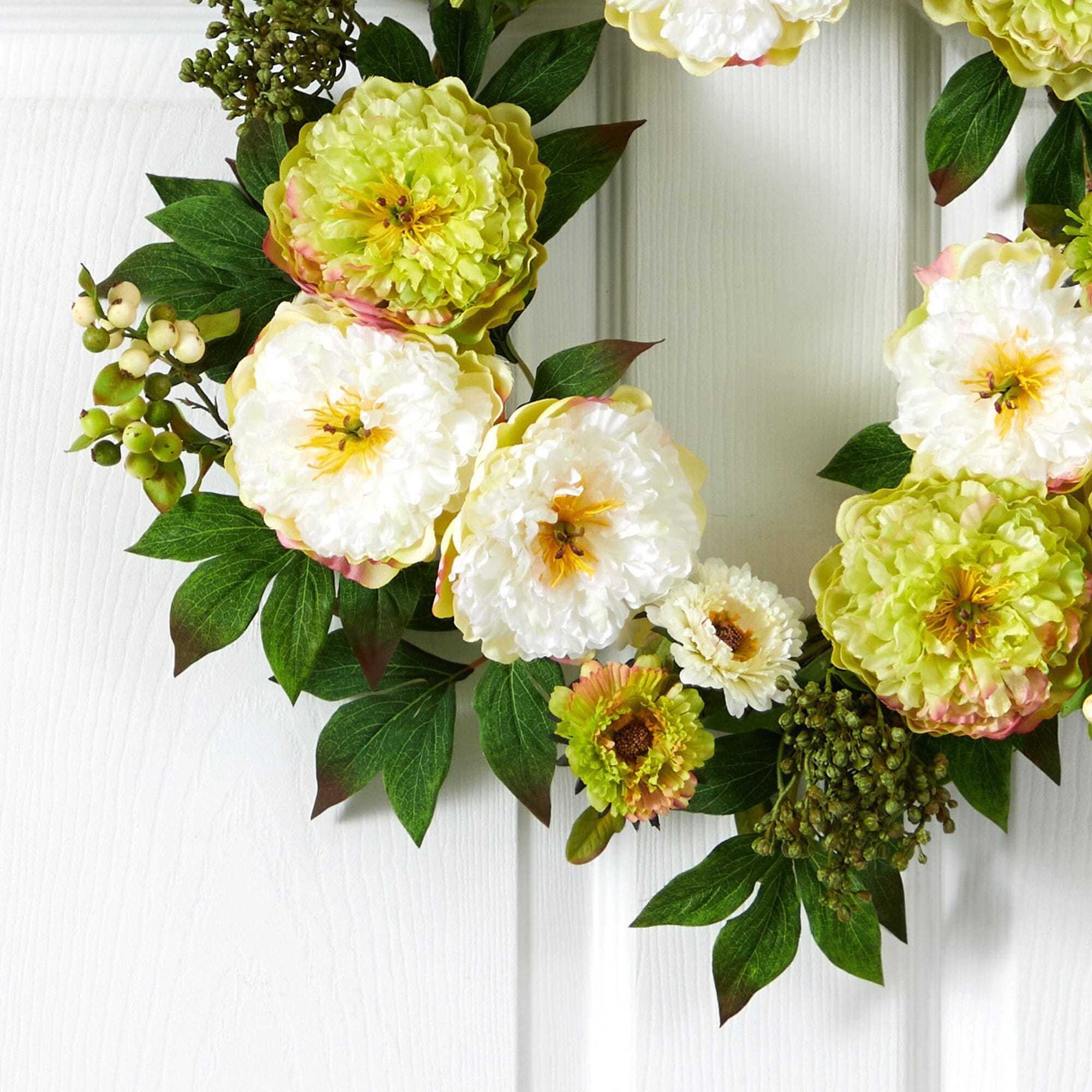 24” Peony Mum Wreath | Nearly Natural