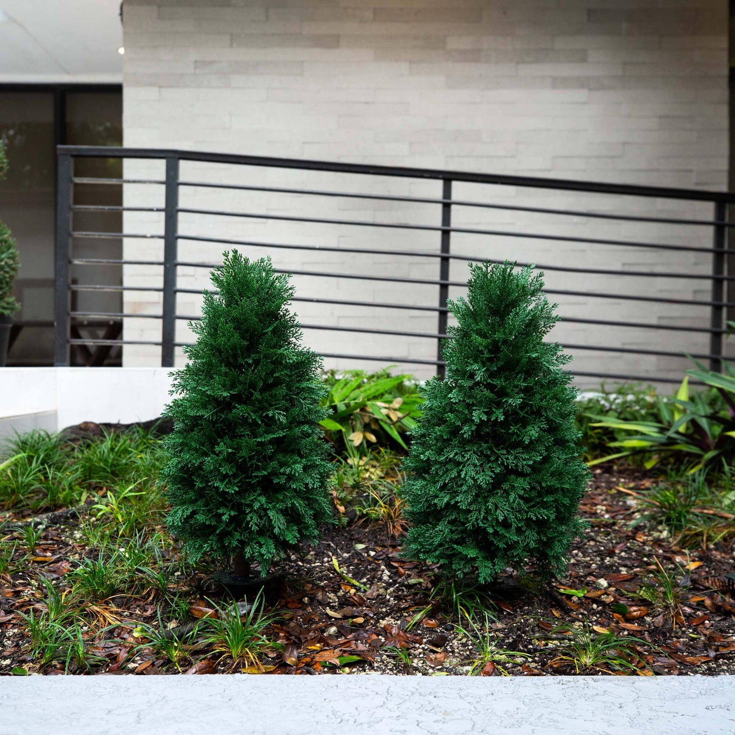 2.5' UV Resistant Artificial Cedar Plant with Integrated Ground Stake ...