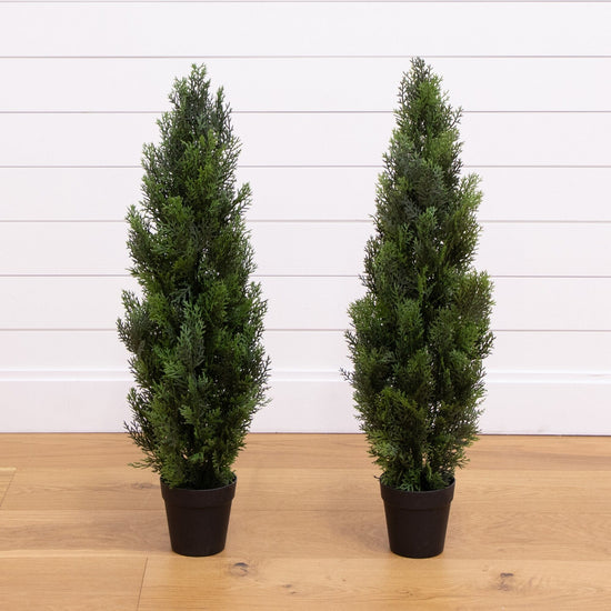3’ Mini Cedar Pine Tree (Indoor/Outdoor) - Set of 2 | Nearly Natural