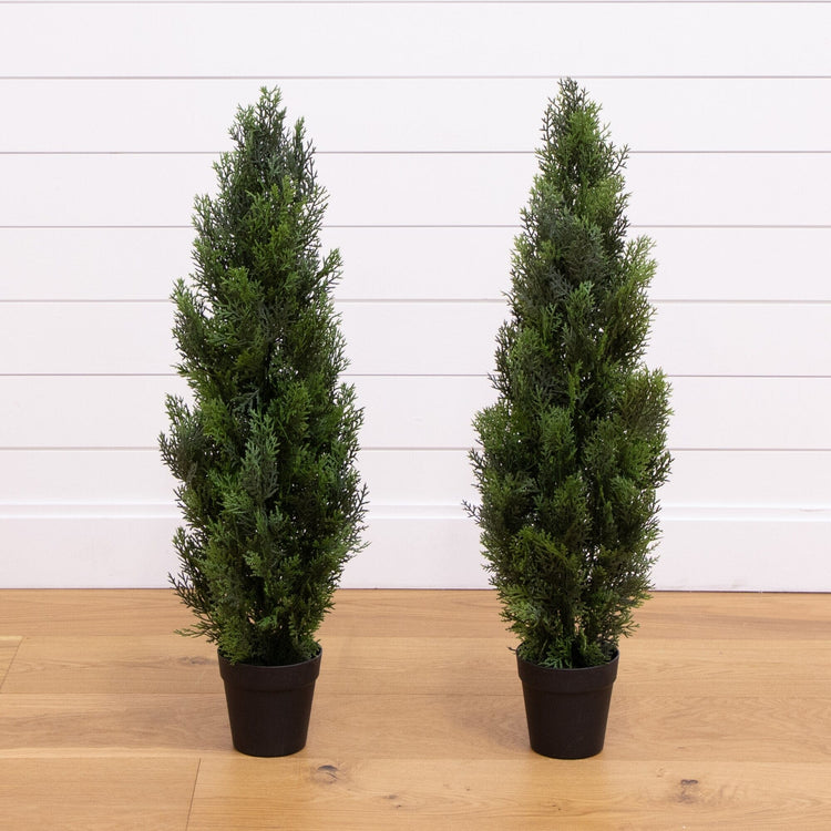 3’ Mini Cedar Pine Tree (Indoor/Outdoor) - Set of 2 | Nearly Natural