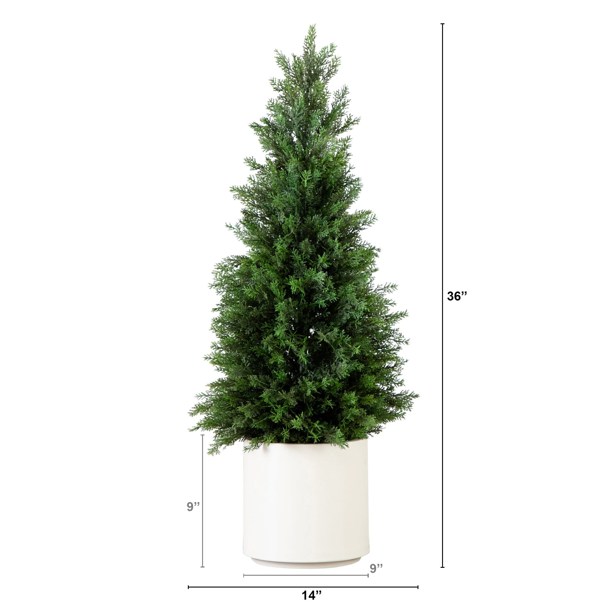 3’ Artificial Cedar Tree in White Planter UV Resistant (Indoor/Outdoor ...