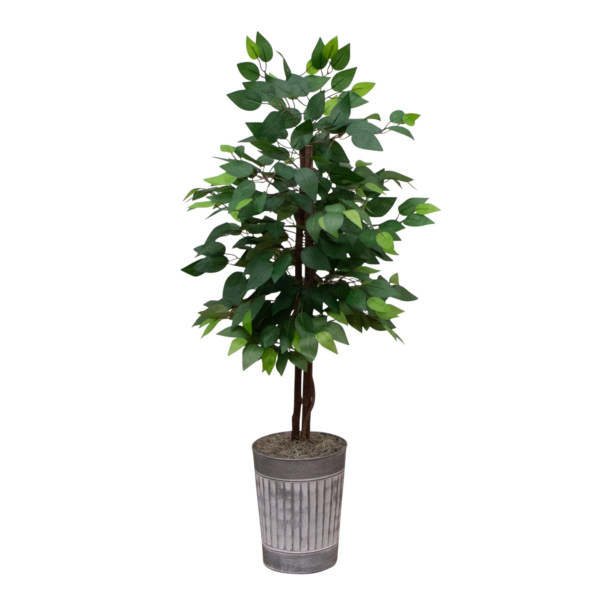 3’ Artificial Double Trunk Ficus Tree in Metal Planter | Nearly Natural