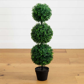 3’ Boxwood Triple Ball Topiary Artificial Tree (Indoor/Outdoor ...