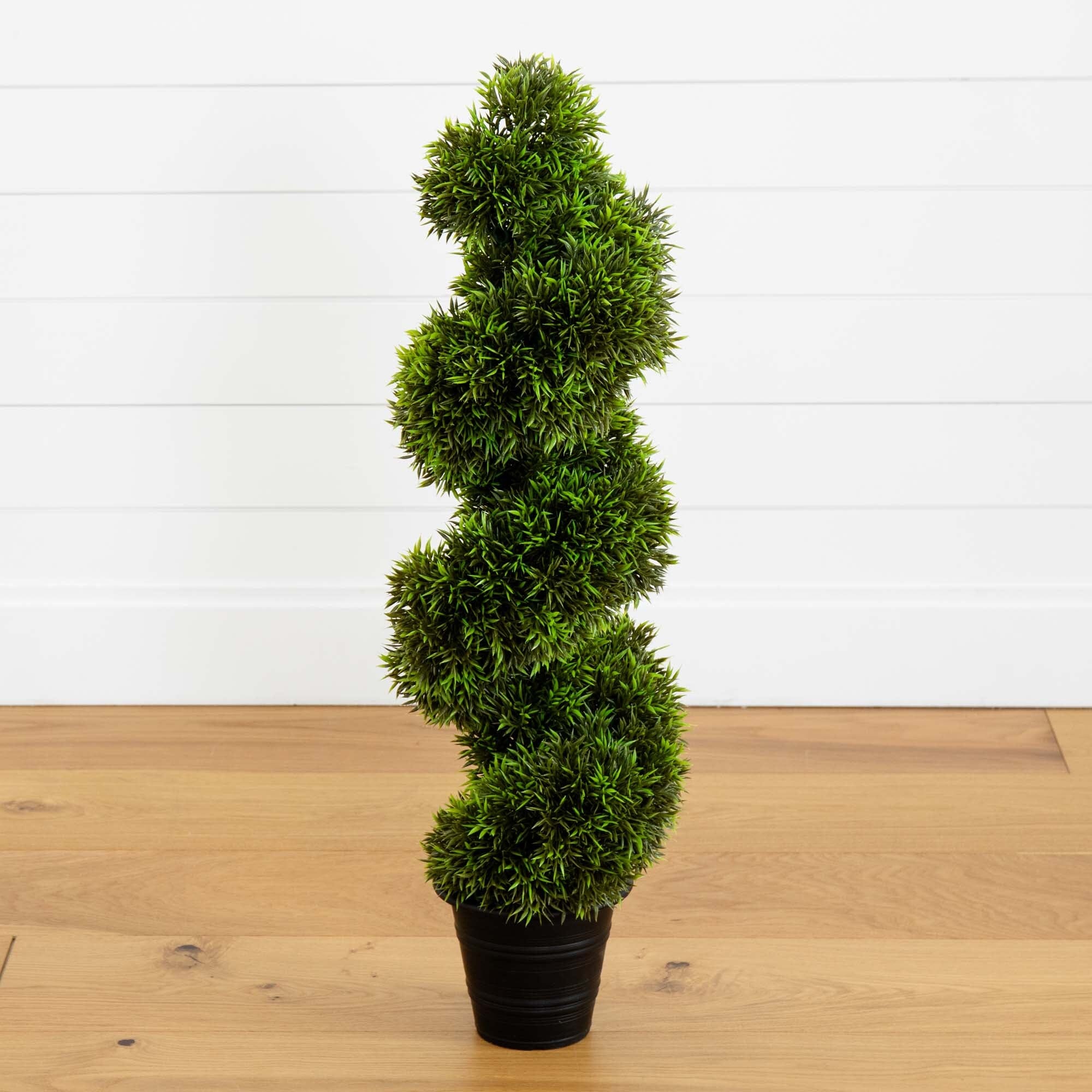 3' Grass Spiral Topiary w/Deco Planter | Nearly Natural