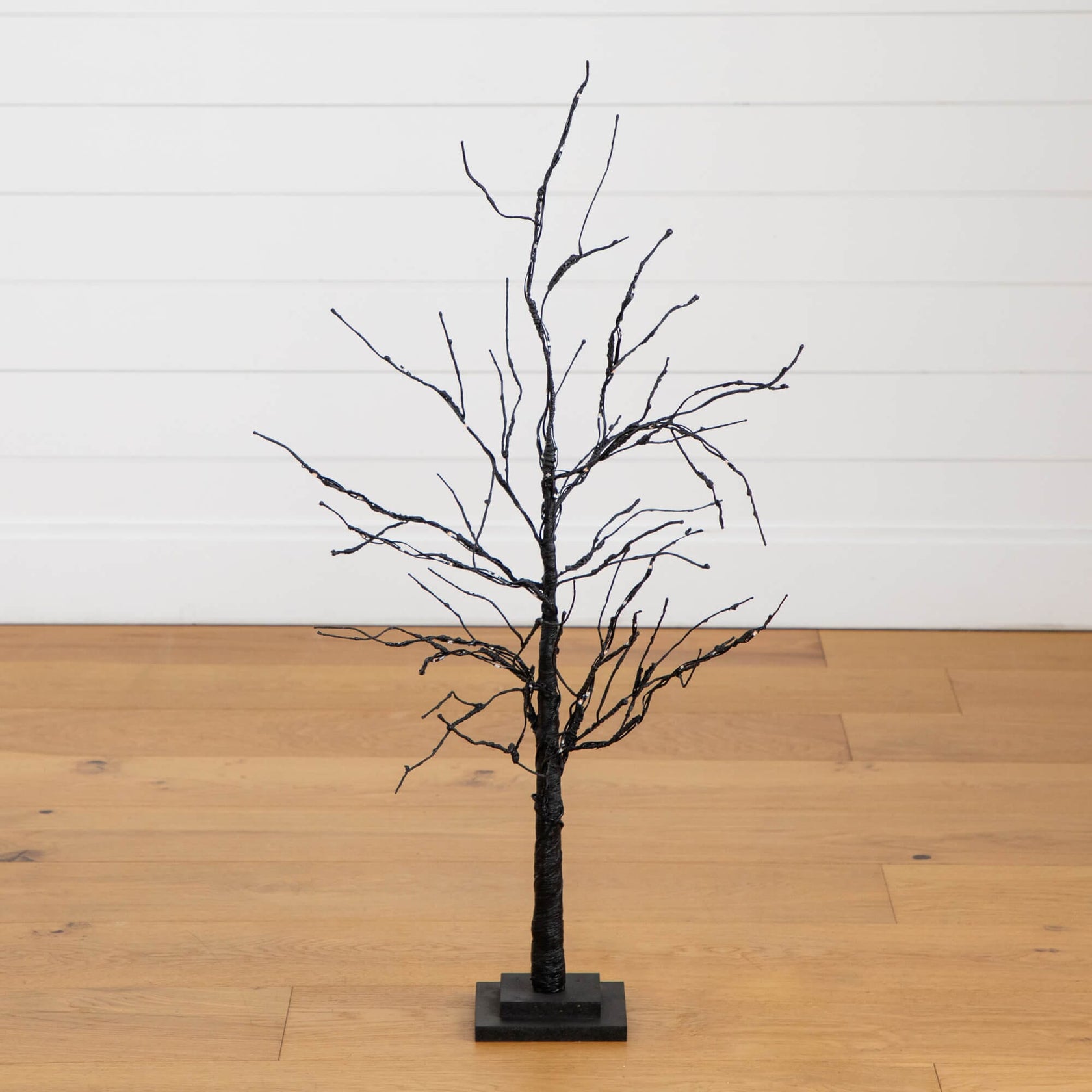 3' Pre-Lit Halloween Black Twig Artificial Tree with 80 Orange & Purpl ...