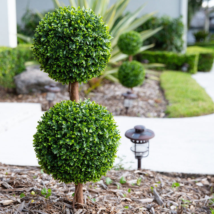 3’ UV Resistant Artificial Double Ball Boxwood Topiary with Integrated ...