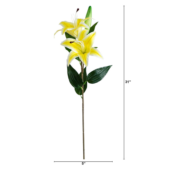 31" Artificial Lily Flower Stems - Set of 3 | Nearly Natural
