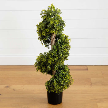33” Boxwood Topiary Spiral Artificial Tree (Indoor/Outdoor) | Nearly ...