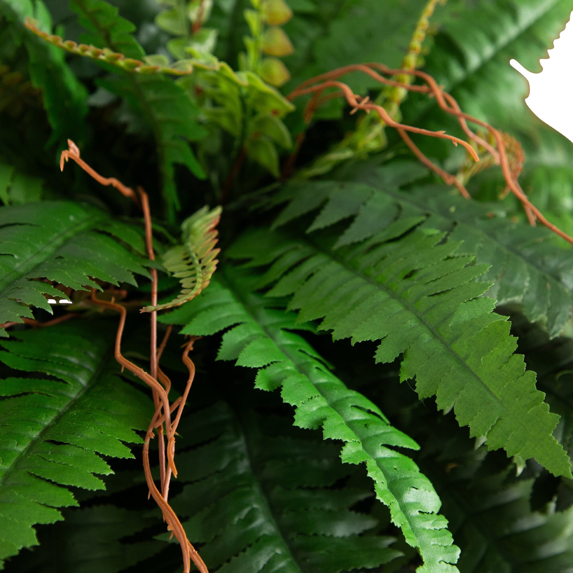 35” Artificial Boston Fern in Brass Metal Planter with Stand | Nearly ...