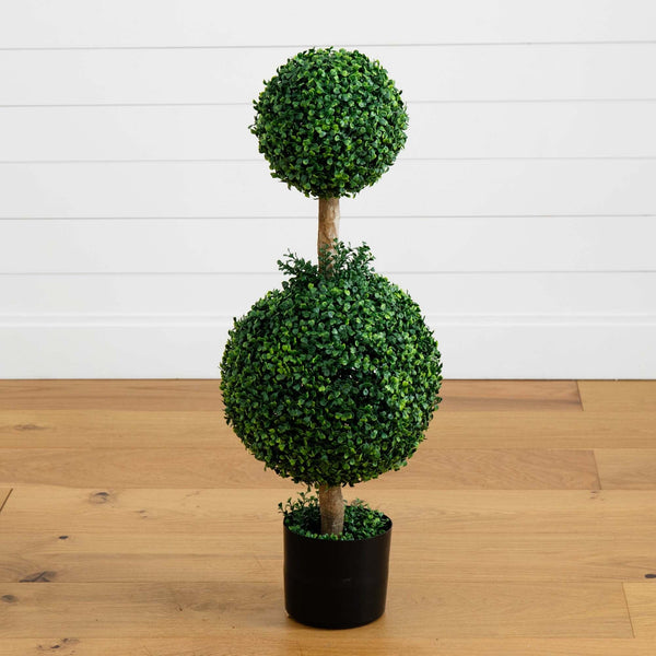 35” Double Boxwood Topiary | Nearly Natural