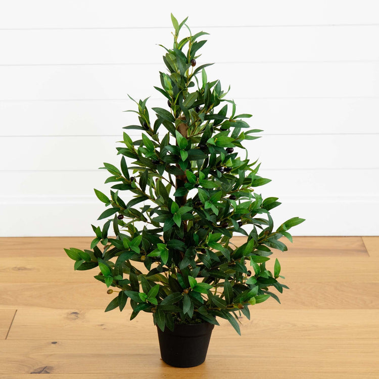 35” Olive Cone Topiary Artificial Tree UV Resistant (Indoor/Outdoor ...