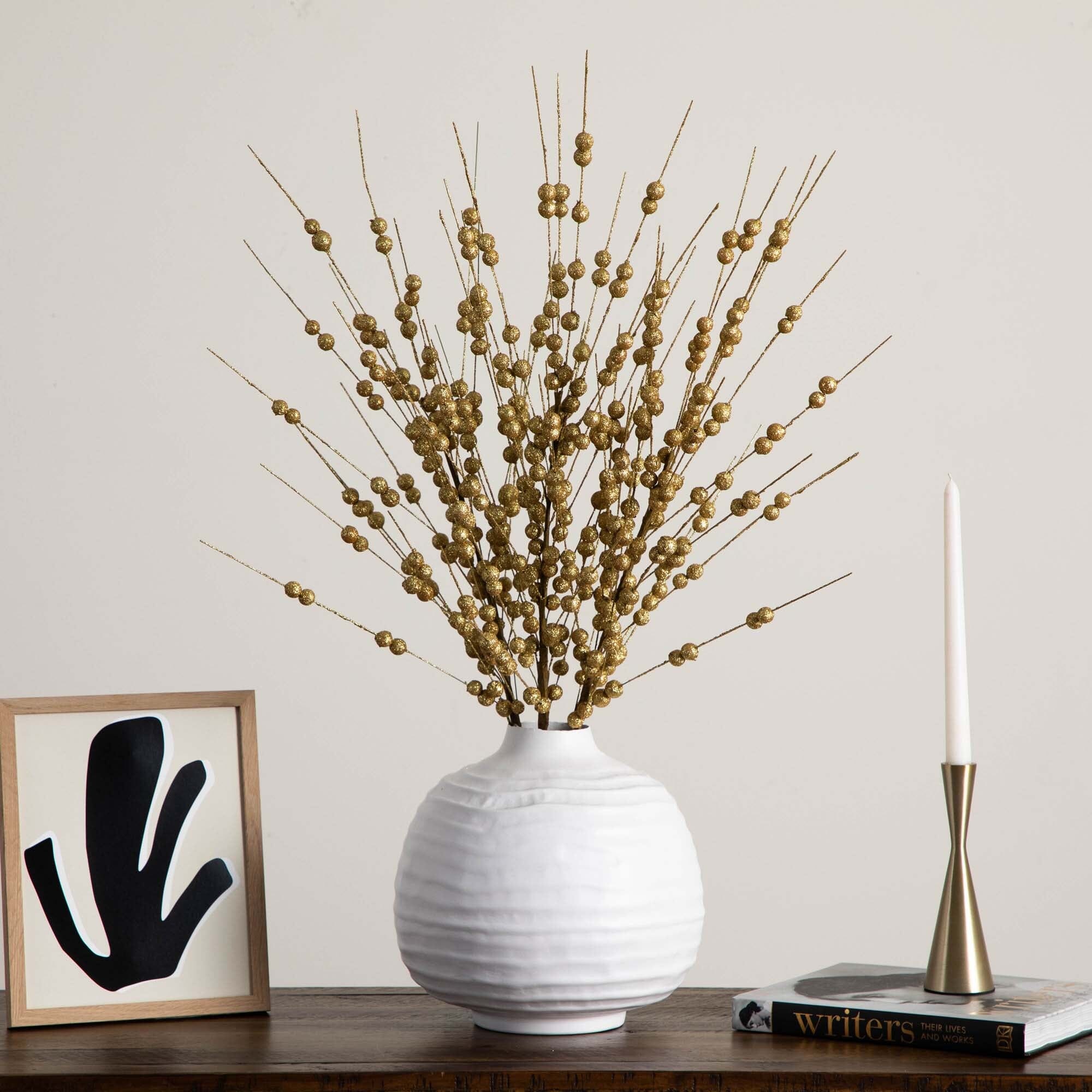 36" Artificial Gold Berry Stem - Set of 3 | Nearly Natural