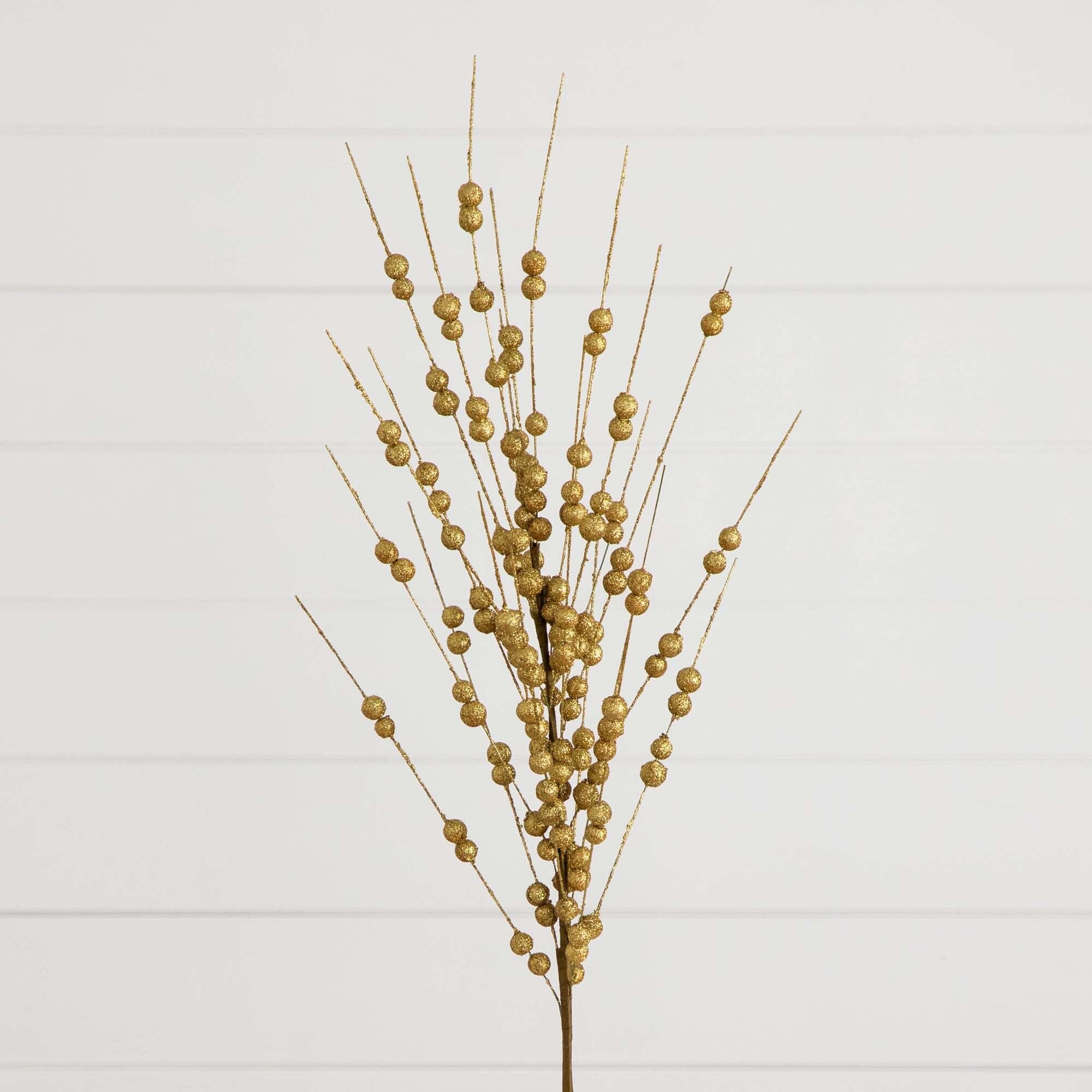 36" Artificial Gold Berry Stem - Set of 3 | Nearly Natural