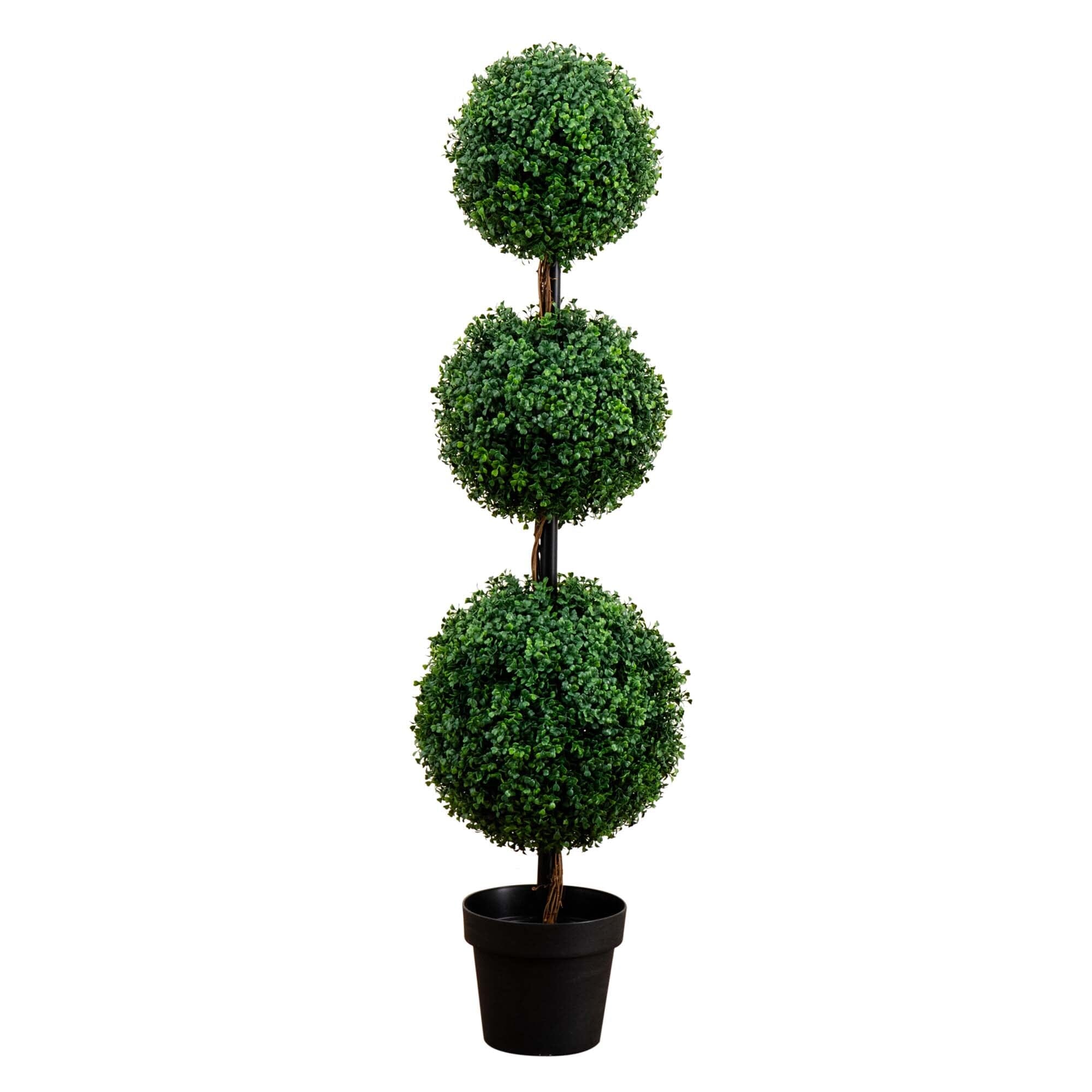 4’ Artificial Triple Ball Boxwood Topiary Tree (Indoor/Outdoor ...