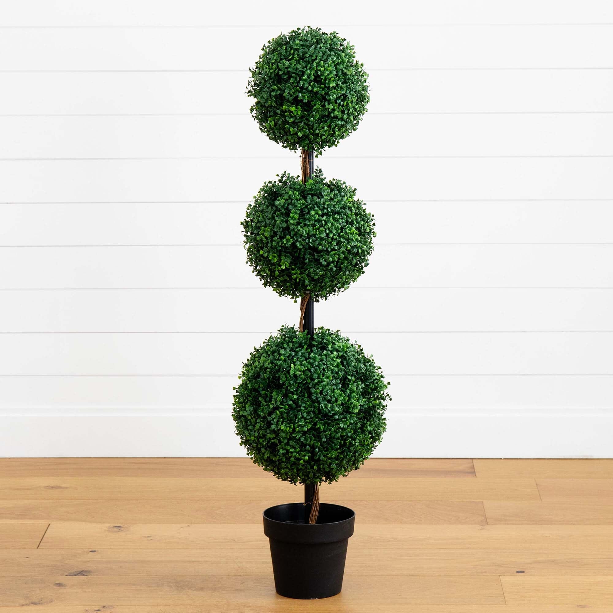 4’ Artificial Triple Ball Boxwood Topiary Tree (Indoor/Outdoor ...