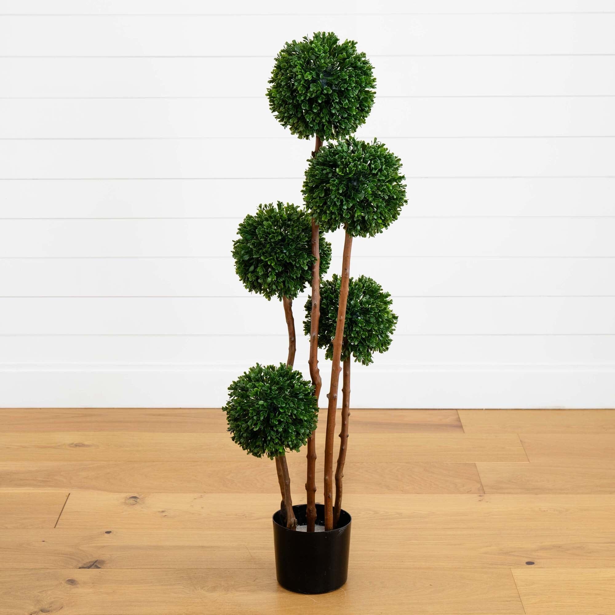 4’ Boxwood Five Ball Topiary UV Resistant (Indoor/Outdoor) | Nearly Natural