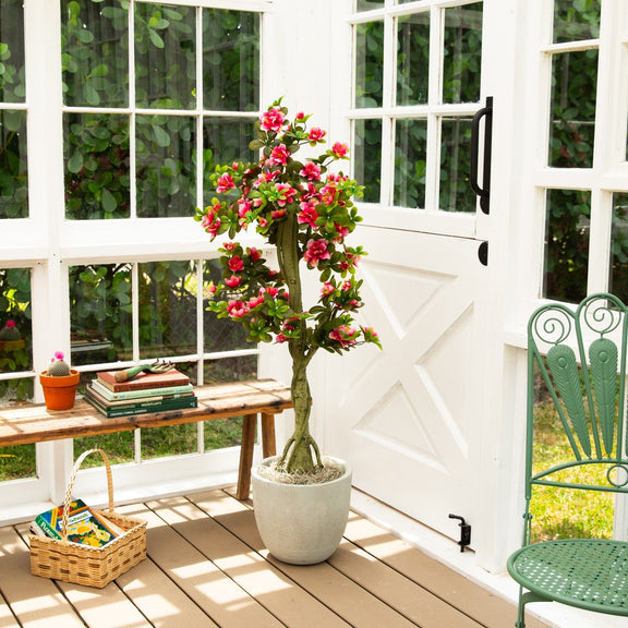 4' UV Resistant Artificial Azalea Tree (Indoor/Outdoor) – Nearly Natural