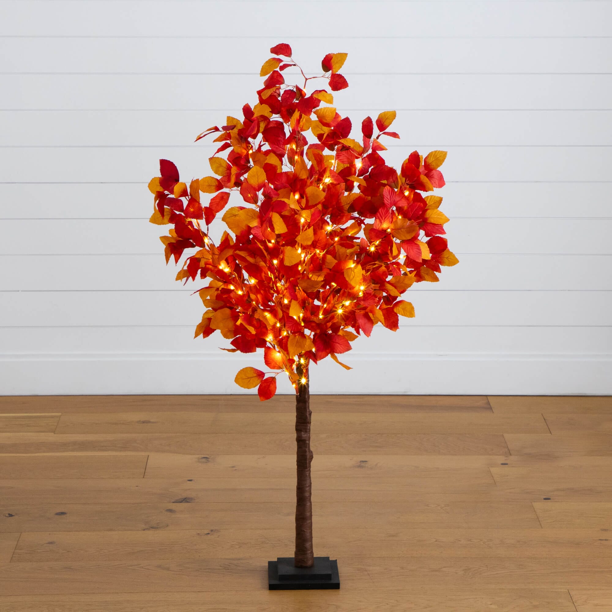 4' Pre-Lit Autumn Artificial Fall Tree with 160 Warm White LED Lights ...