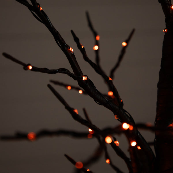 4’ Pre-Lit Halloween Black Twig Artificial Fall Tree with 240 Orange ...