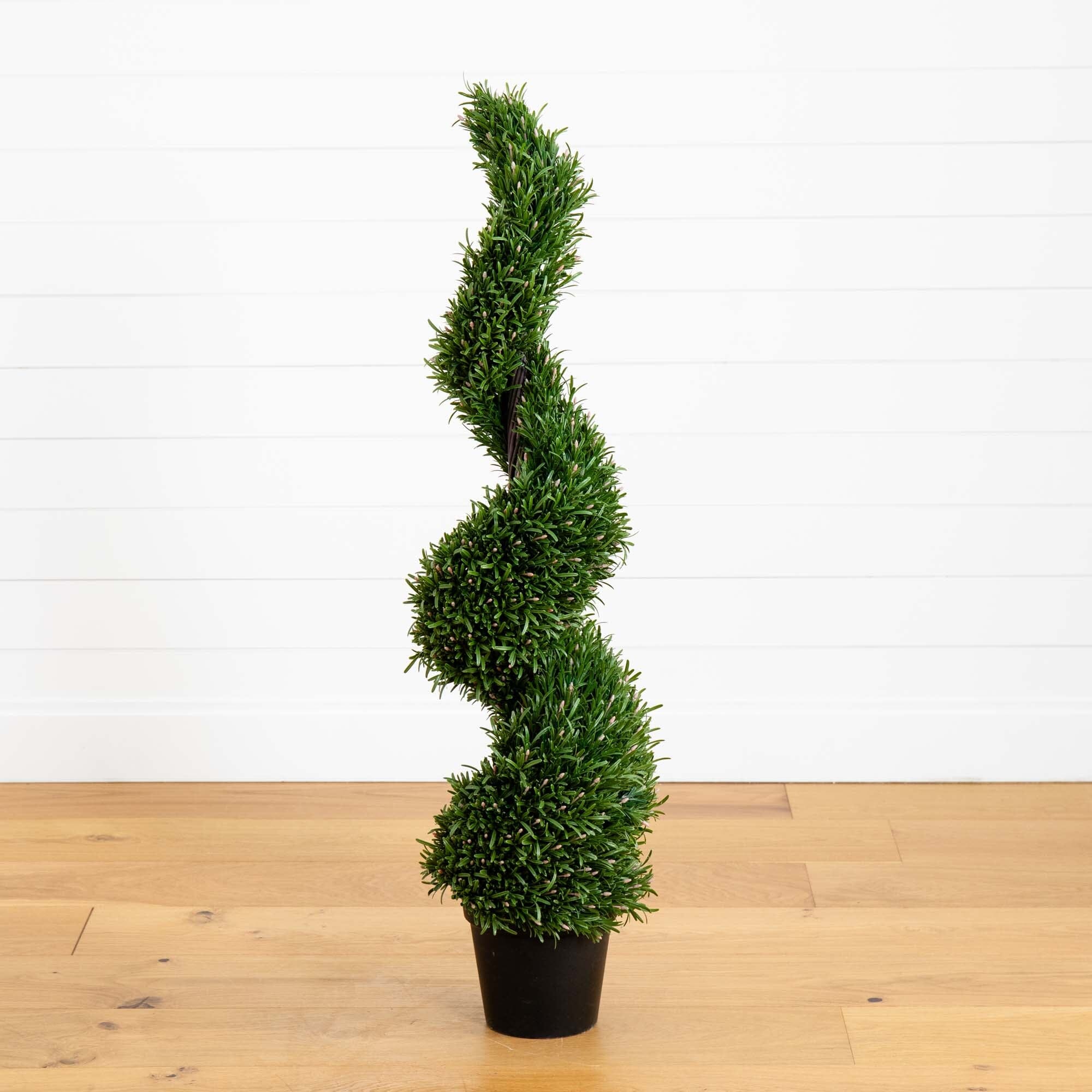 4' Rosemary Spiral Silk Tree (Indoor/Outdoor) | Nearly Natural