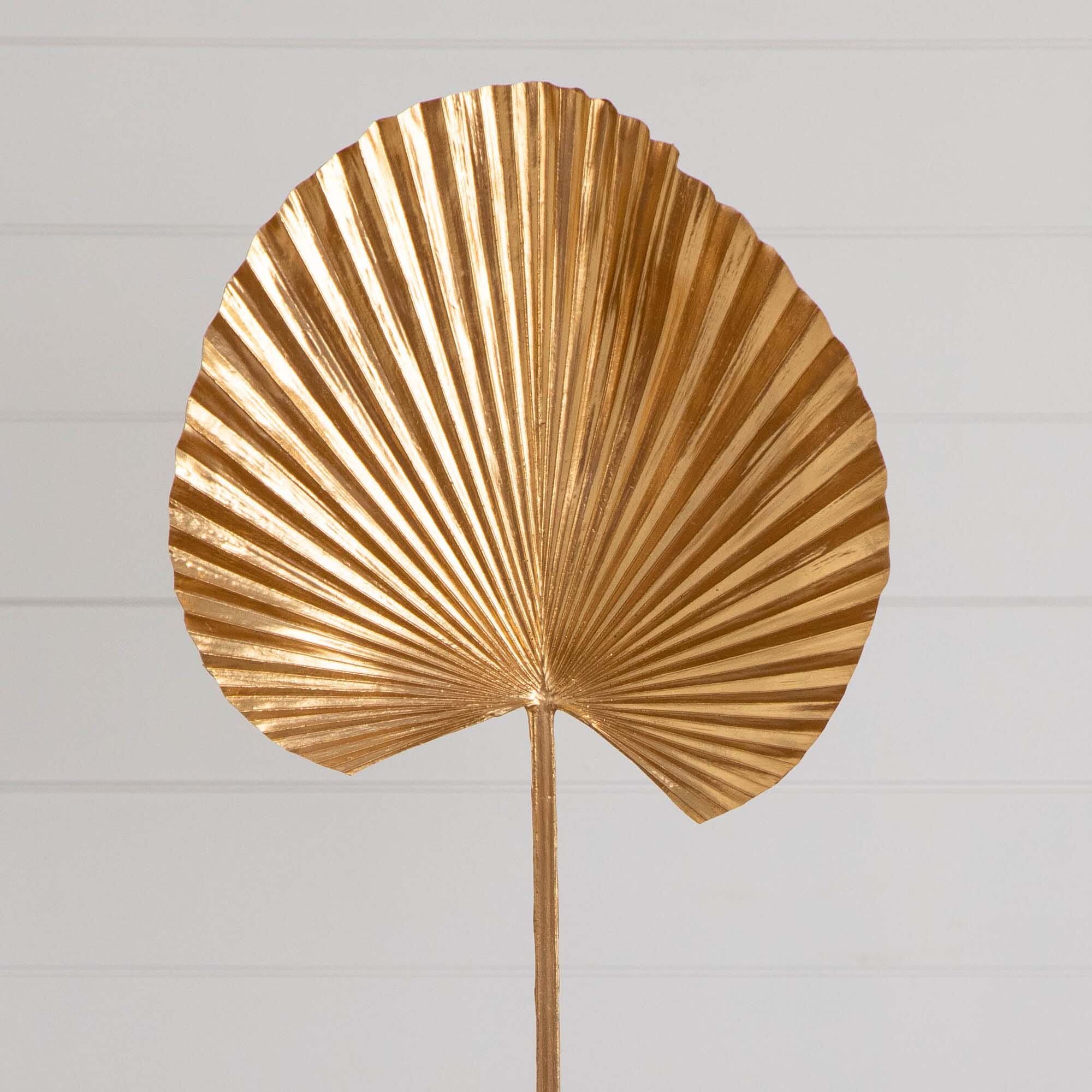 40" Artificial Golden Ruffled Fan Palm Stems - Set of 3 | Nearly Natural