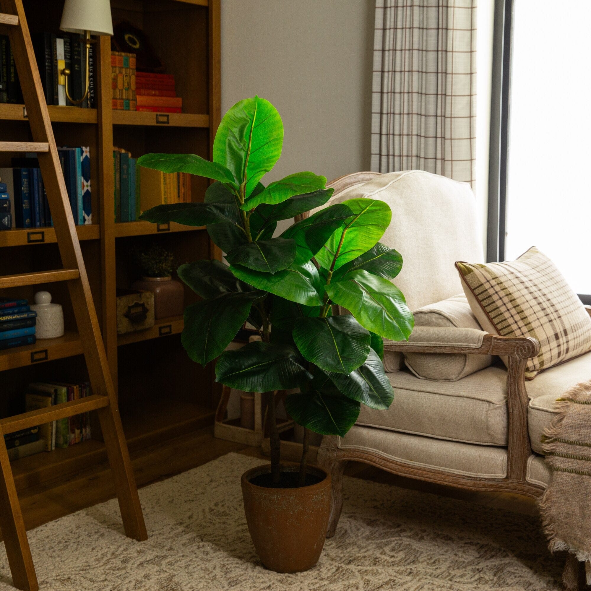 44" Artificial Rubber Tree in Decorative Planter – Nearly Natural