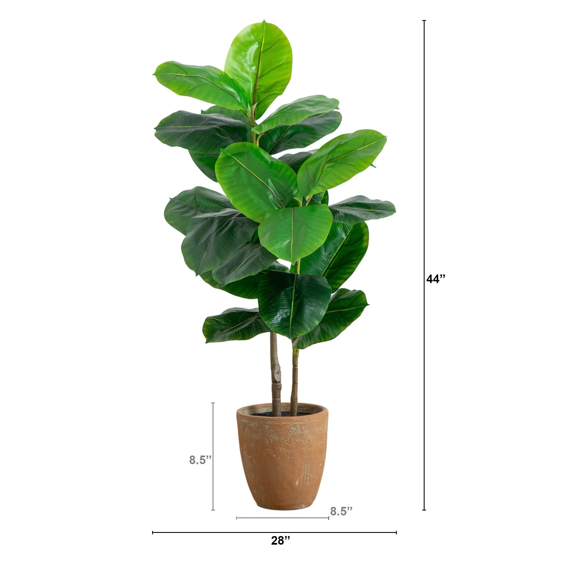 44" Artificial Rubber Tree in Decorative Planter – Nearly Natural