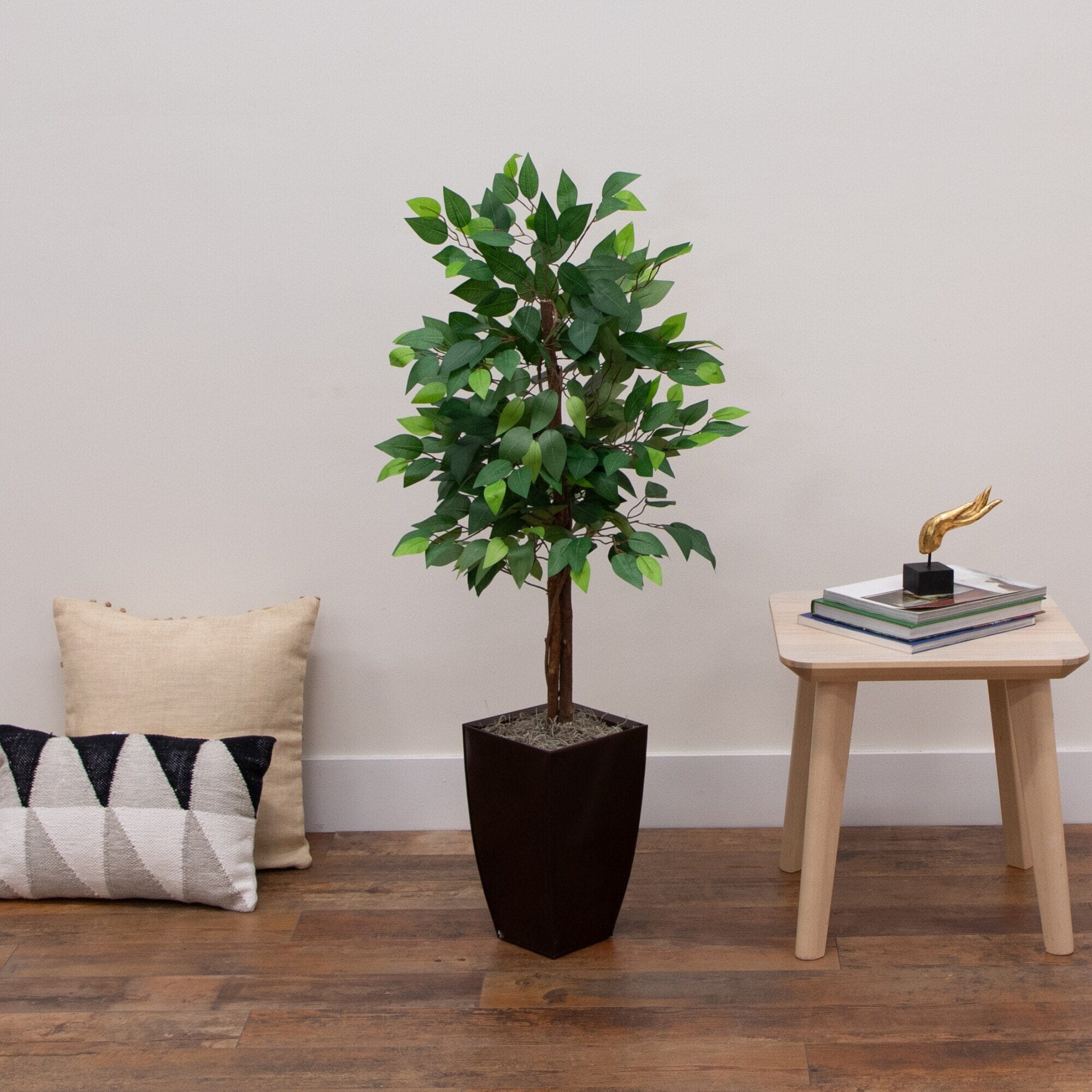 45” Artificial Ficus Tree with Metal Planter | Nearly Natural