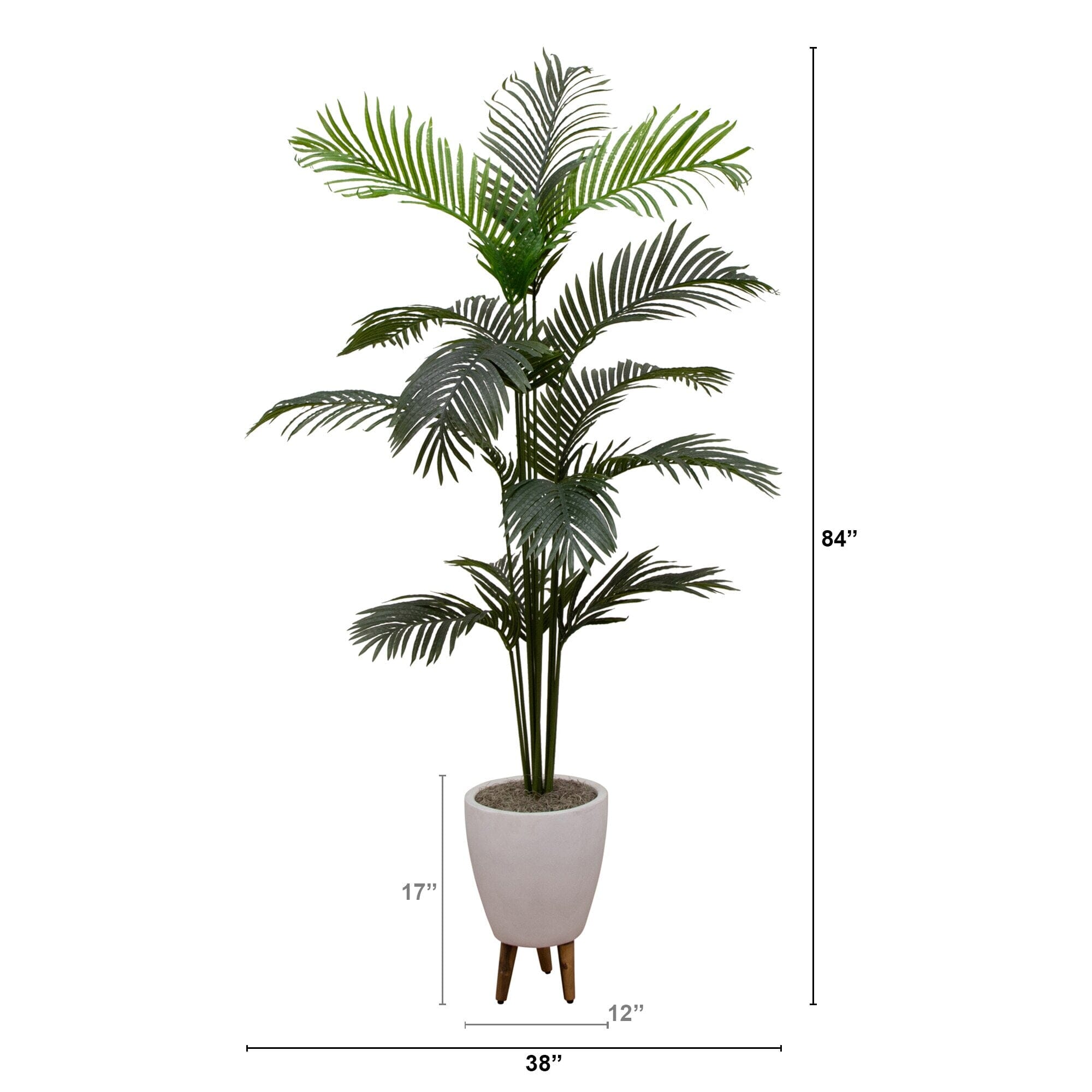 5' Artificial Paradise Palm Tree in White Ceramic Tripod Planter ...