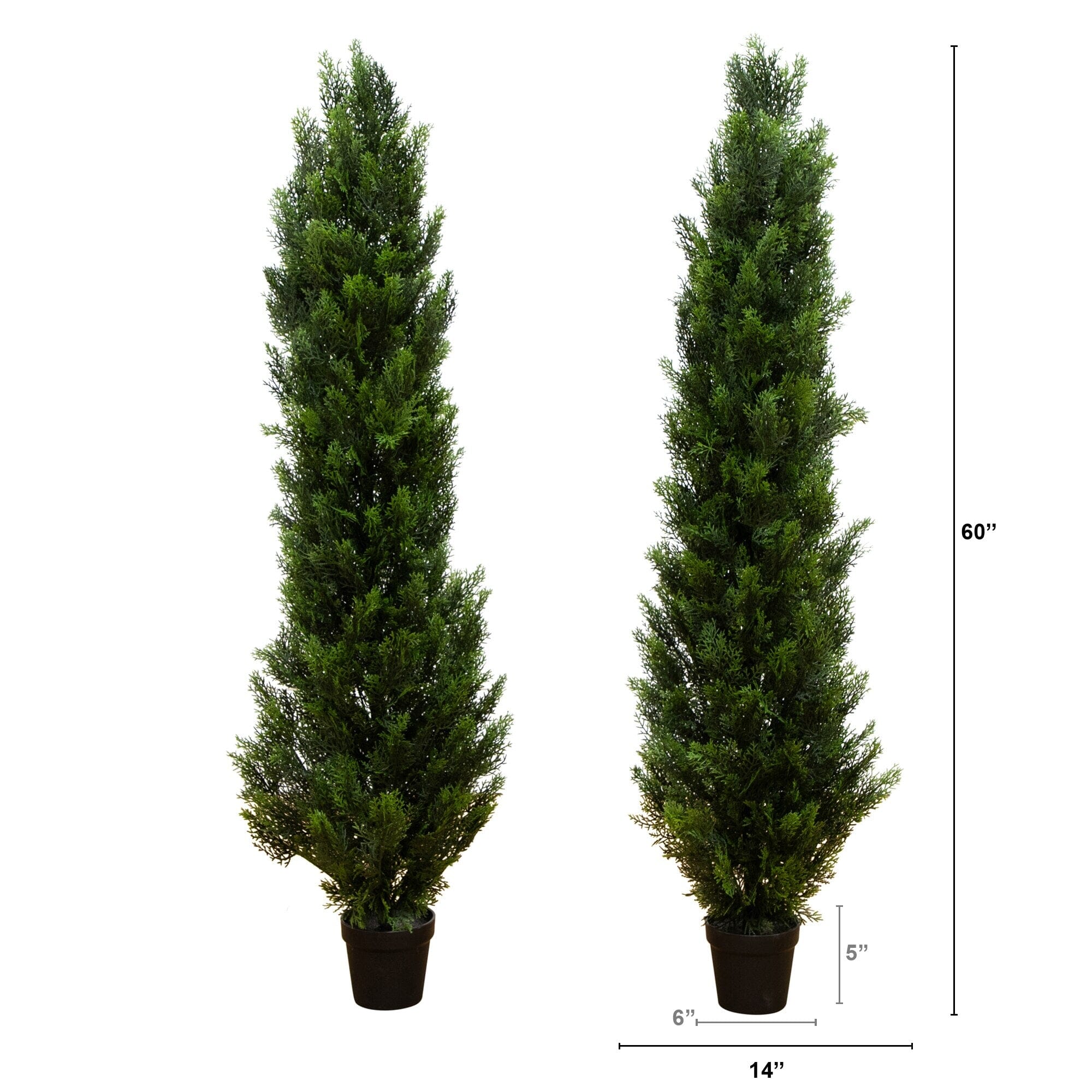 5' Mini Cedar Pine Tree UV Resistant (Indoor/Outdoor) - Set of 2 ...