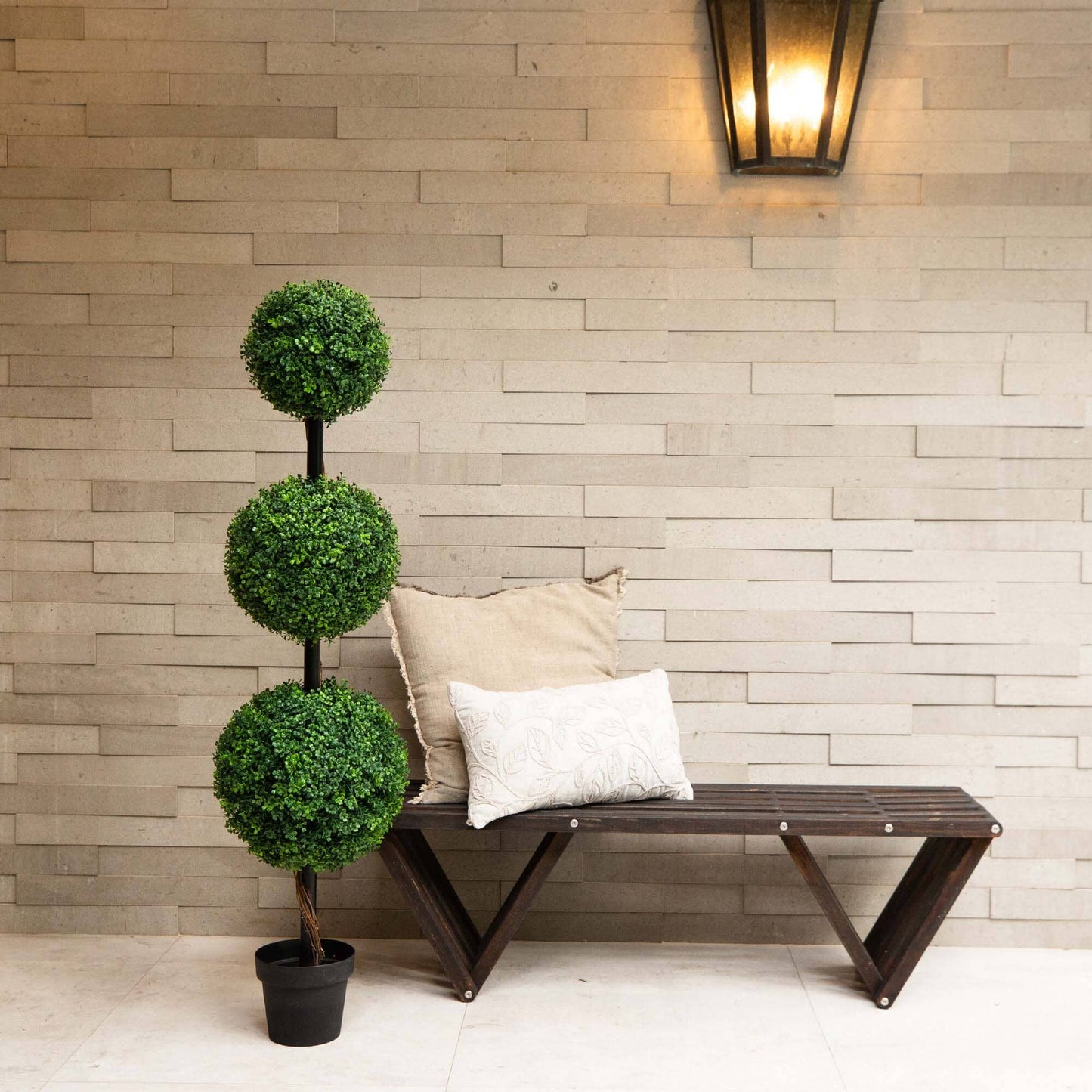 5’ Artificial Triple Ball Boxwood Topiary Tree (Indoor/Outdoor ...