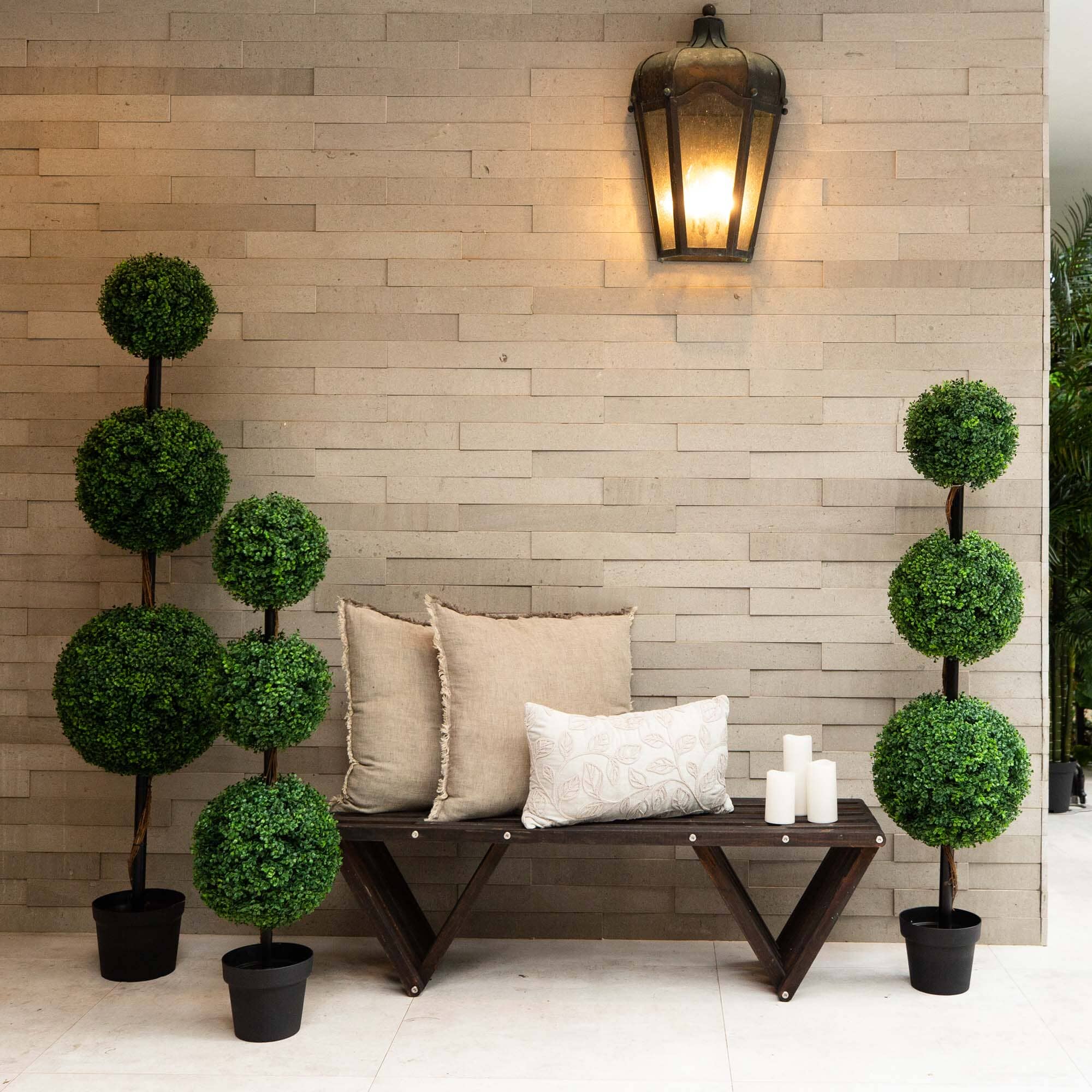 5’ Artificial Triple Ball Boxwood Topiary Tree (Indoor/Outdoor ...