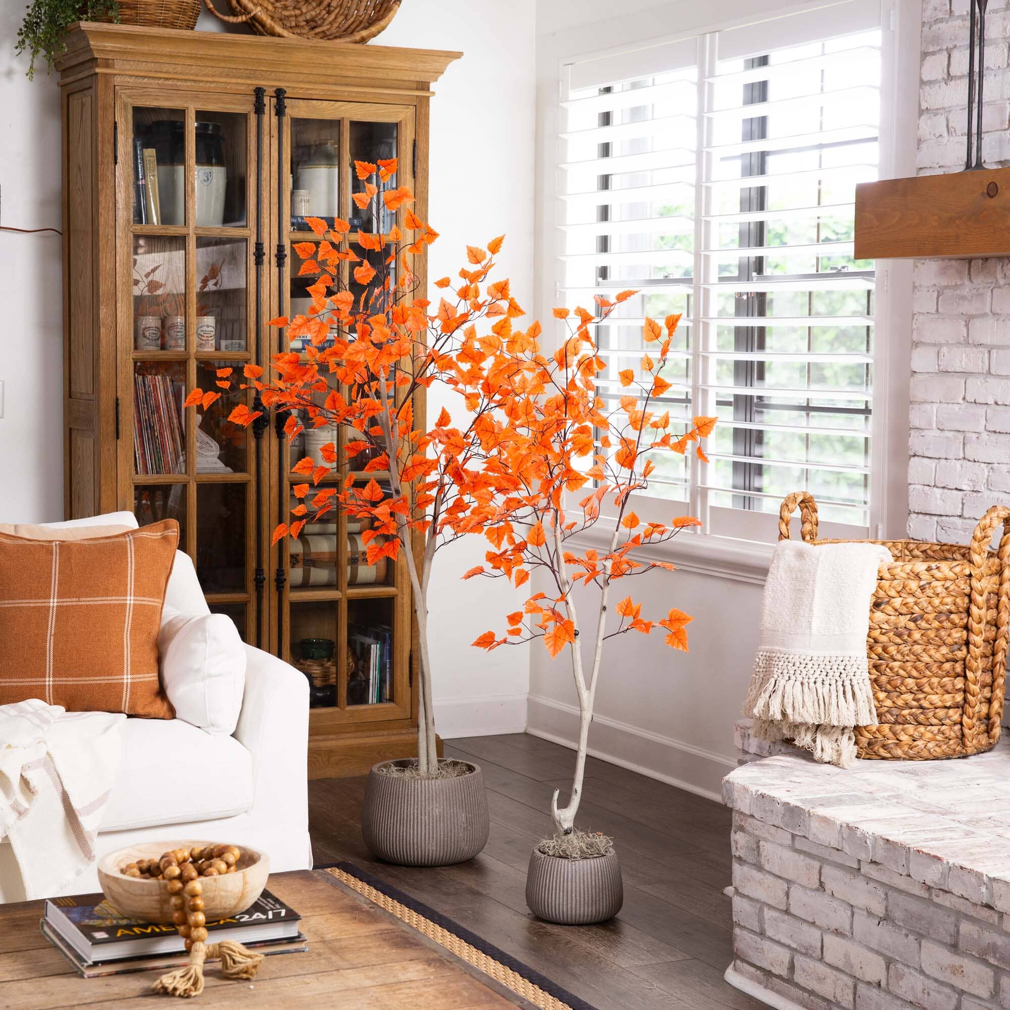 5’ Autumn Paper Birch Artificial Fall Tree | Nearly Natural