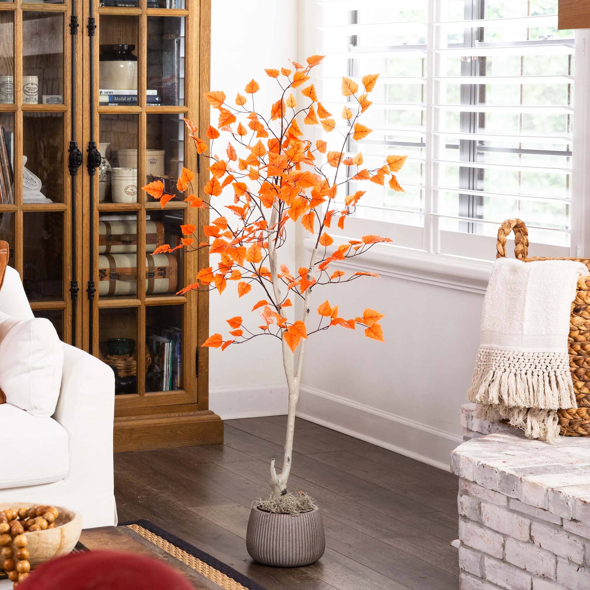 5’ Autumn Paper Birch Artificial Fall Tree | Nearly Natural