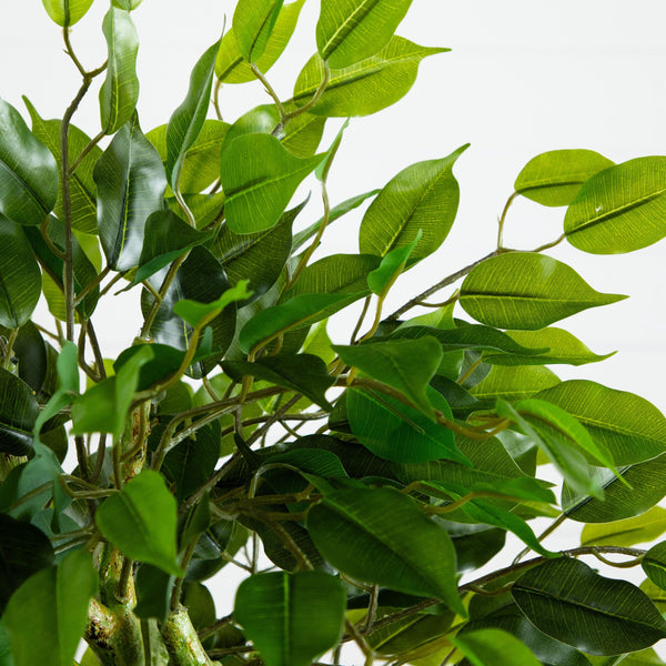 5’ Braided Ficus Artificial Tree in Slate Planter UV Resistant (Indoor ...