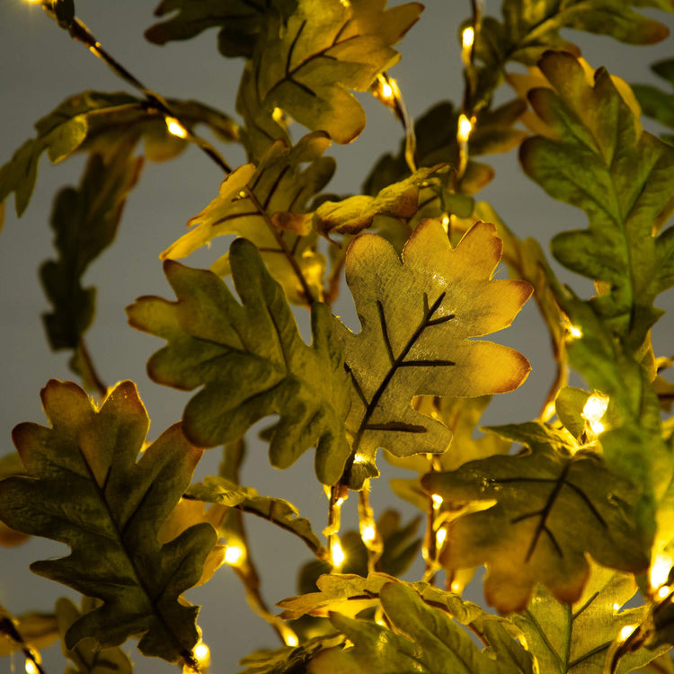 5' Pre-Lit Green Autumn Oak Artificial Fall Tree with 200 Warm White L ...