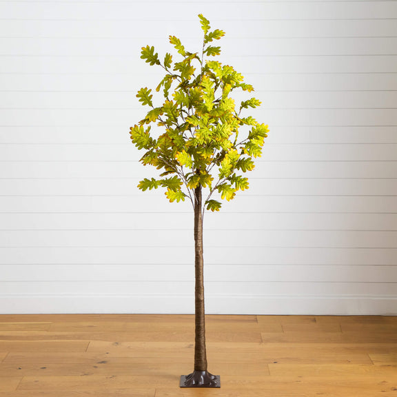 5' Pre-Lit Green Autumn Oak Artificial Fall Tree with 200 Warm White L ...
