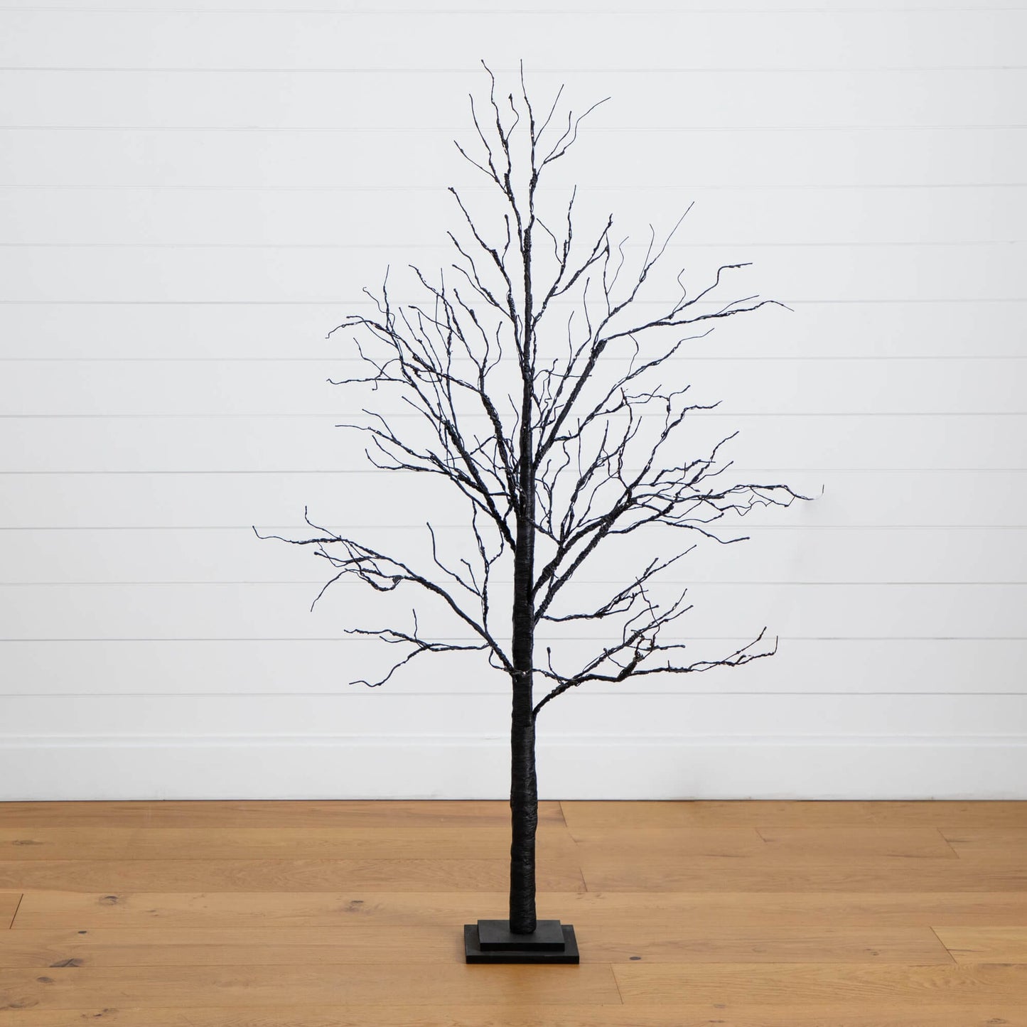 5' Pre-Lit Halloween Black Twig Artificial Tree with 240 Orange & Purp ...