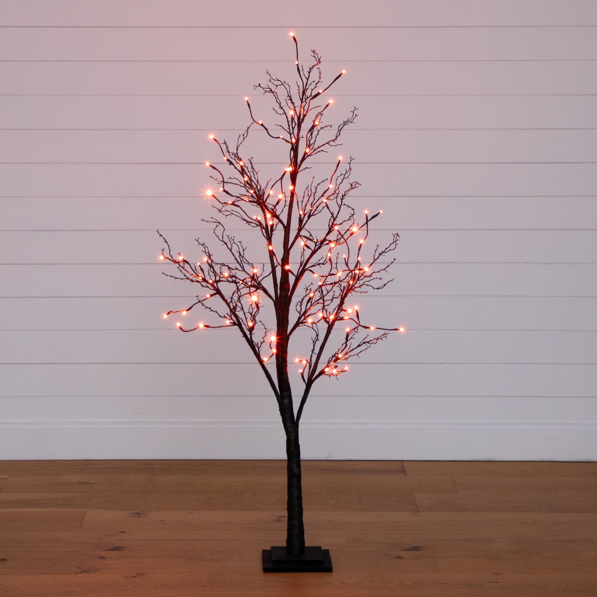 5’ Pre-Lit Halloween Deluxe Black Twig Artificial Fall Tree with 102 ...