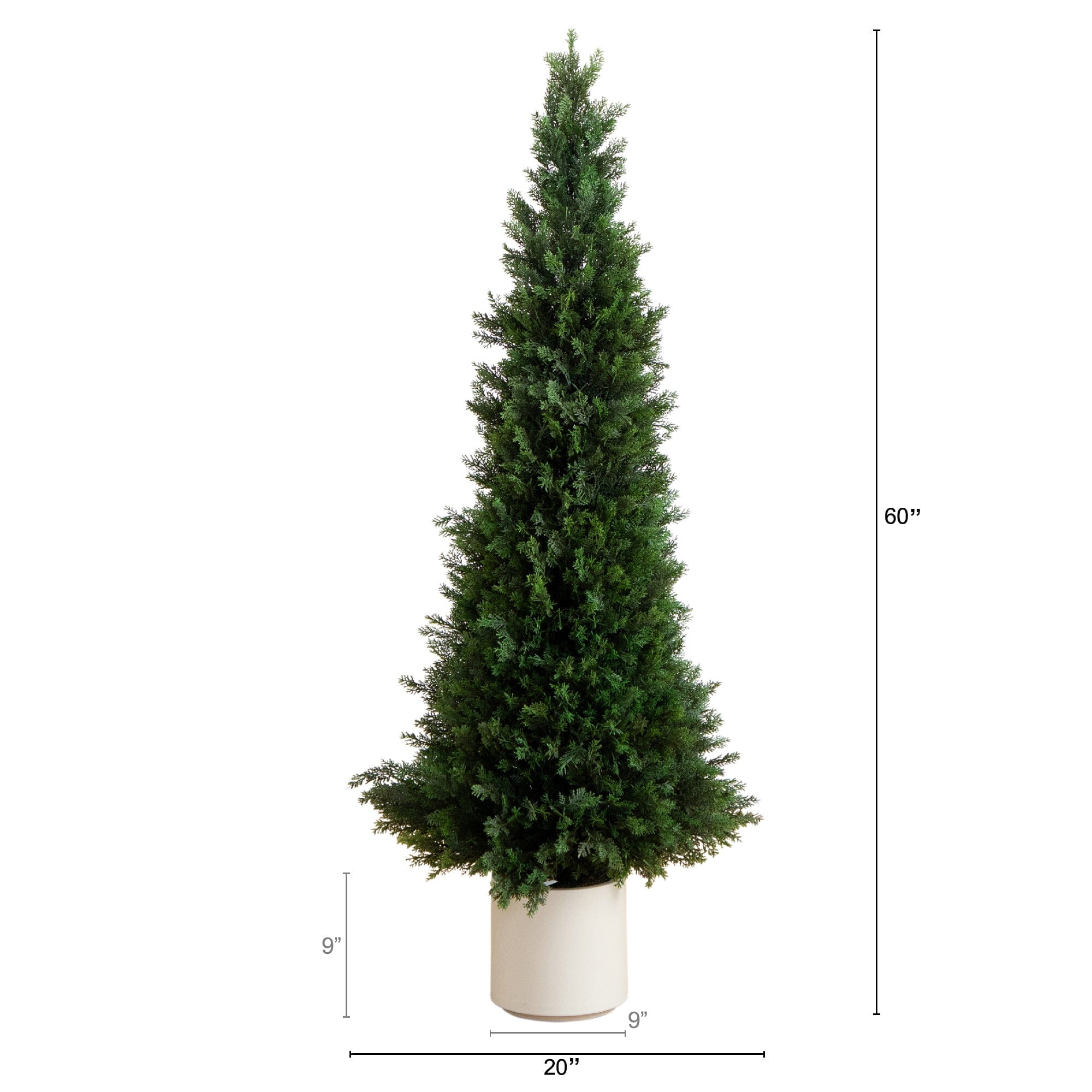 5’ UV Resistant Artificial Cedar Tree in Decorative White Planter ...