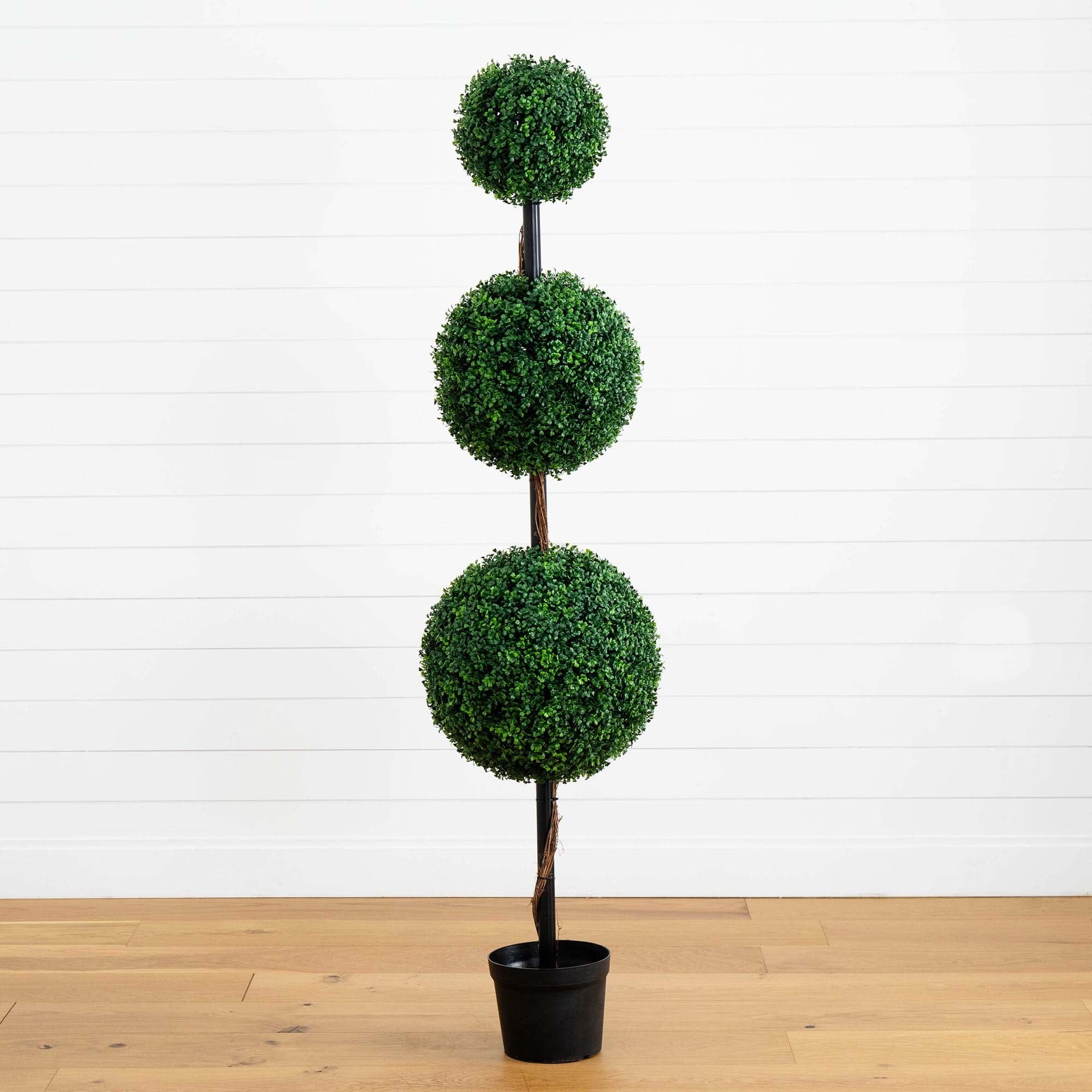 6’ Artificial Triple Ball Boxwood Topiary Tree (Indoor/Outdoor ...